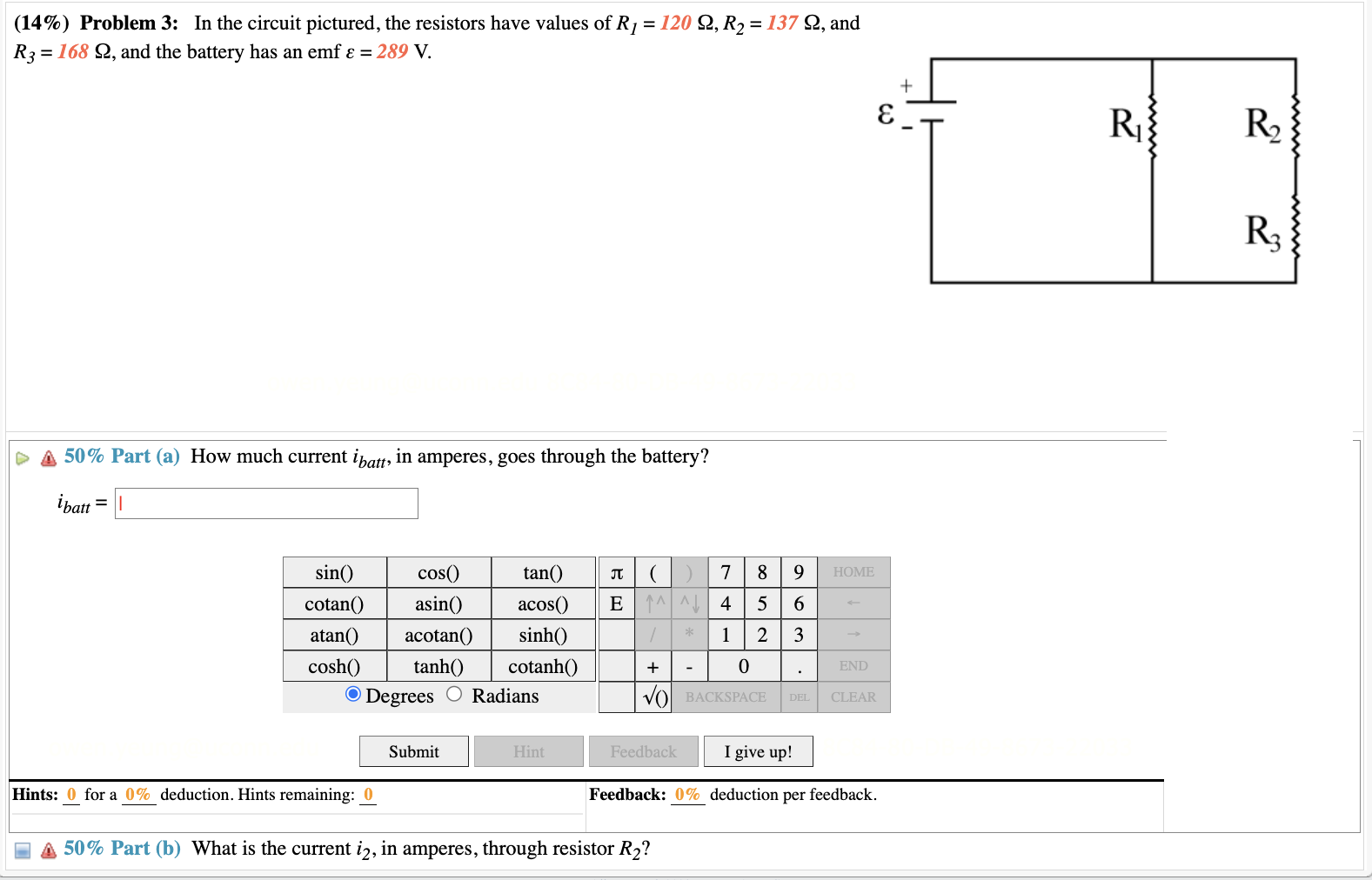 Solved (14\%) Problem 3: In the circuit pictured, the | Chegg.com