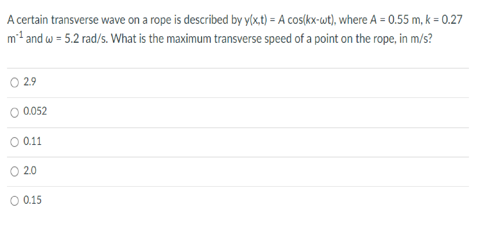 Solved A certain transverse wave on a rope is described by | Chegg.com