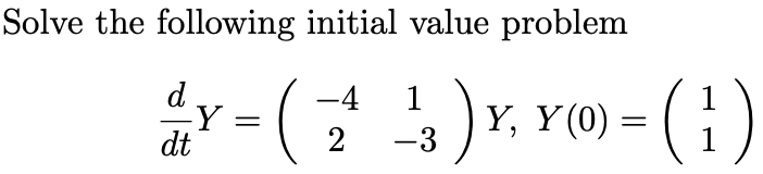 Solved Solve the following initial value problem | Chegg.com