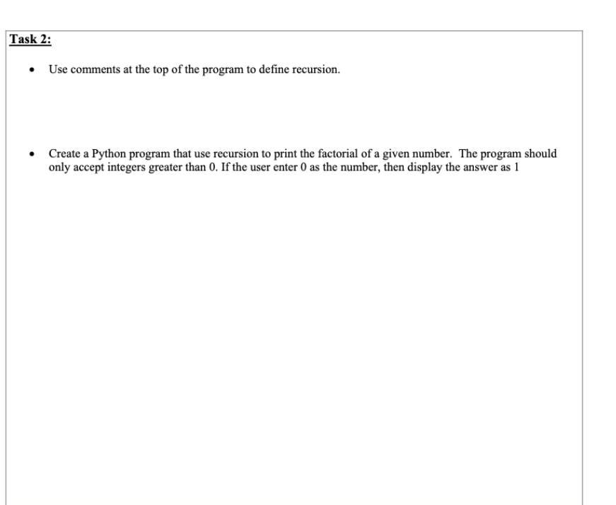 Solved Task 2: • Use comments at the top of the program to | Chegg.com