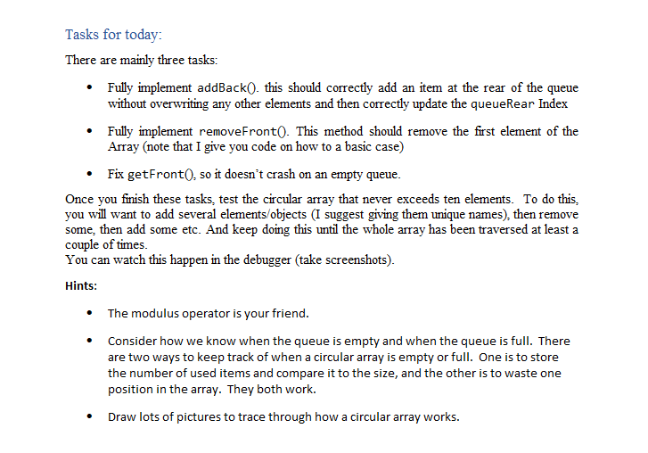Solved Circular Arrays Circular structures are helpful for | Chegg.com