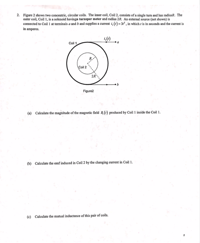 Solved 2. Figure 2 shows two concentric, circular coils. The | Chegg.com