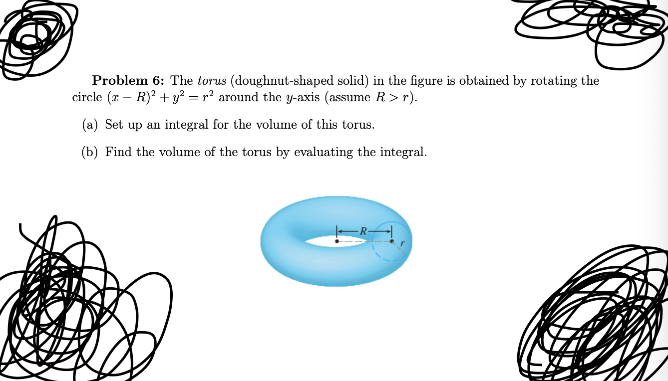 Solved Problem 6: The torus (doughnut-shaped solid) in the | Chegg.com