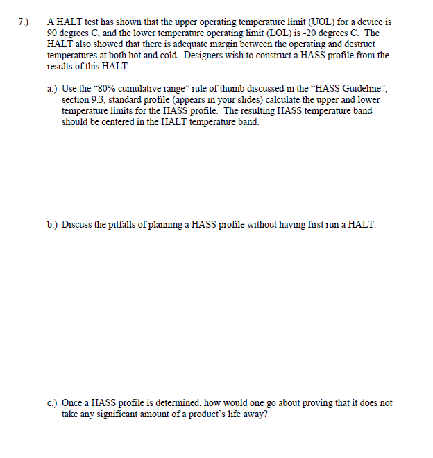 7.) A HALT test has shown that the upper operating | Chegg.com