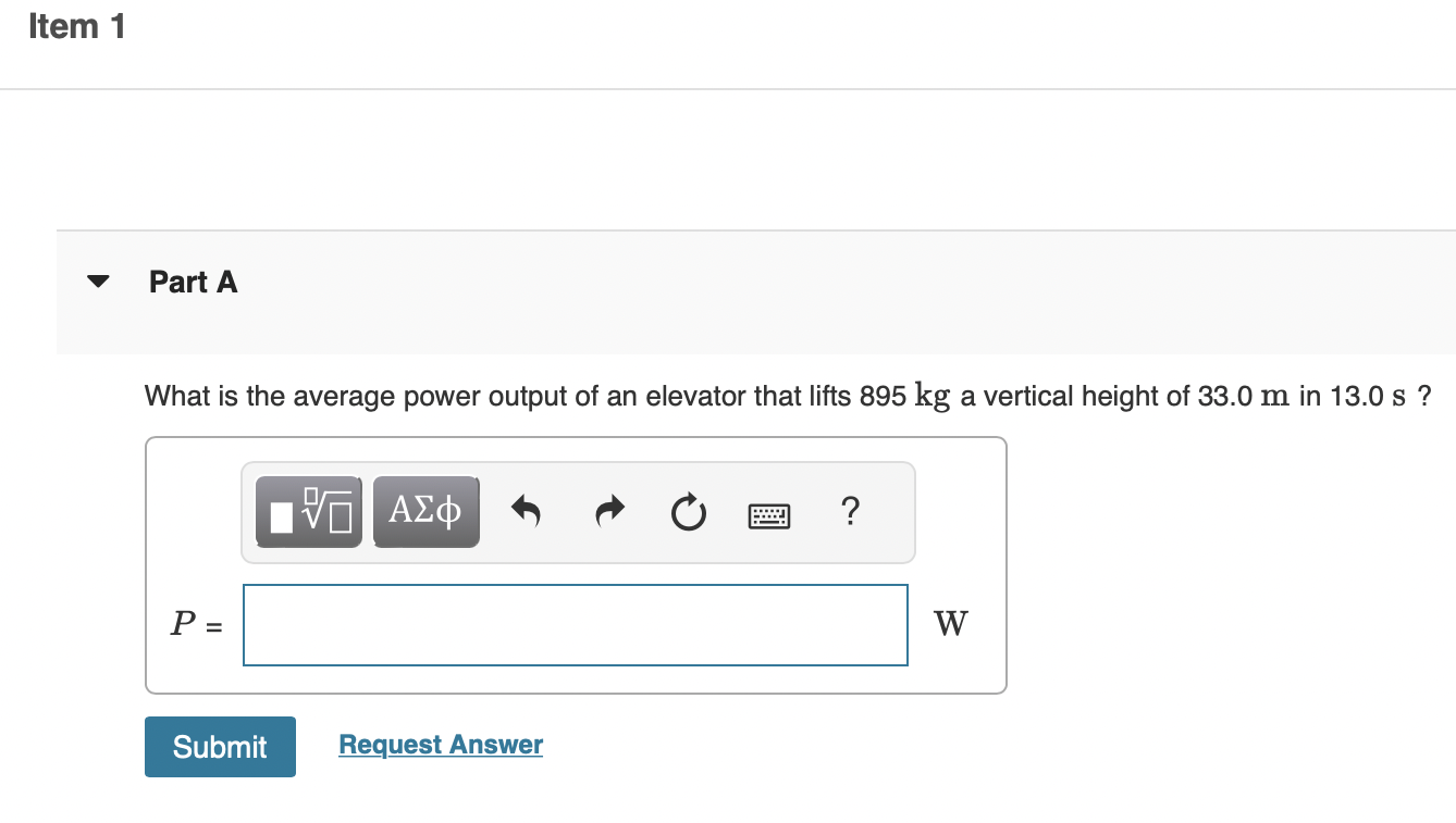 Solved What is the average power output of an elevator that | Chegg.com