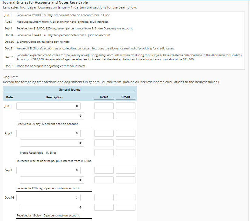 Solved Journal Entries for Accounts and Notes Receivable | Chegg.com