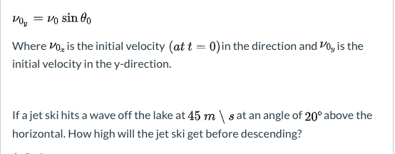 Solved Voy = vo sin 60 Where Vo is the initial velocity (at | Chegg.com