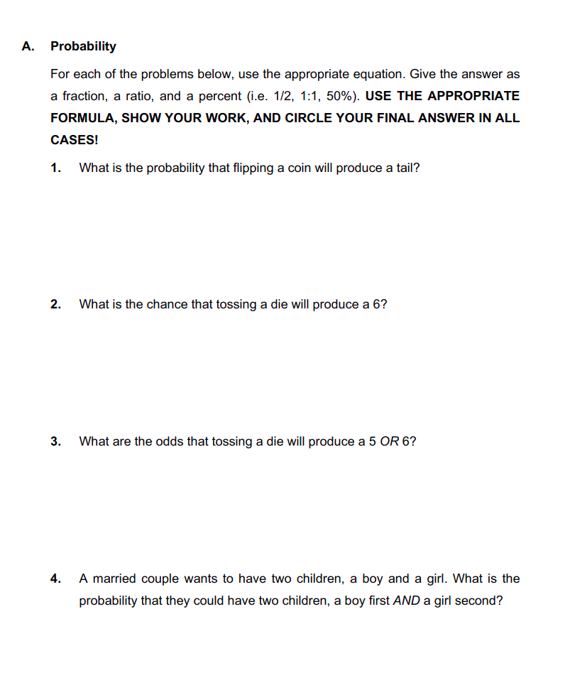 Solved PROBABILITY Simple Probability: To calculate | Chegg.com