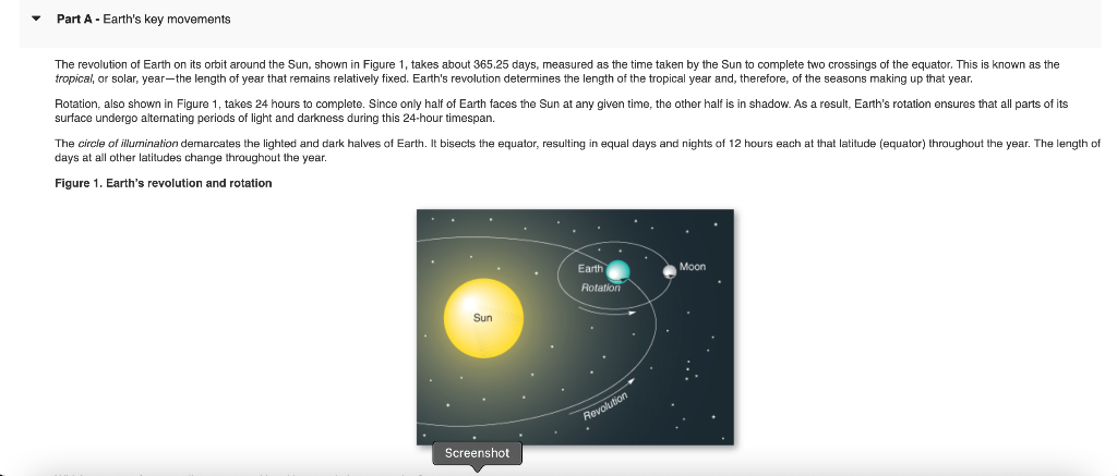 Solved Part A - Earth's key movements The revolution of | Chegg.com