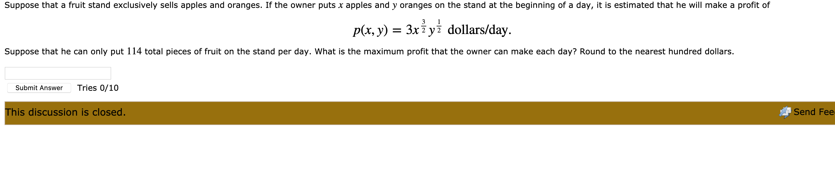 Solved Suppose that a fruit stand exclusively sells apples | Chegg.com