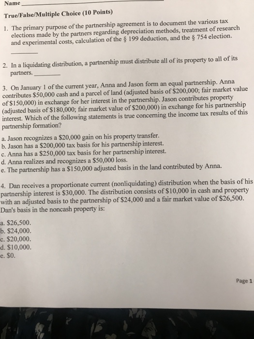 Solved Name True/False/Multiple Choice (10 Points) 1. The | Chegg.com