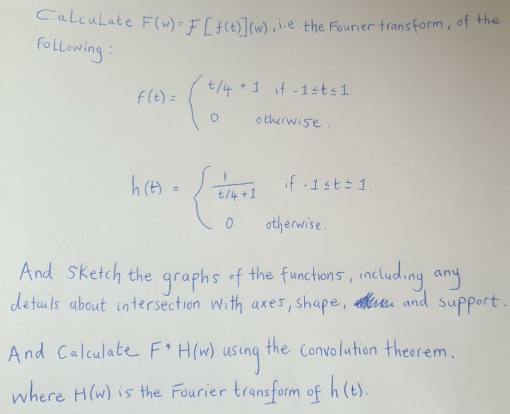 Solved Calculate F(w) = F [ f(t)](w),i.e. the Fourier | Chegg.com