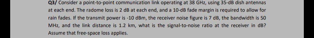 Solved Q3/ Consider a point-to-point communication link | Chegg.com