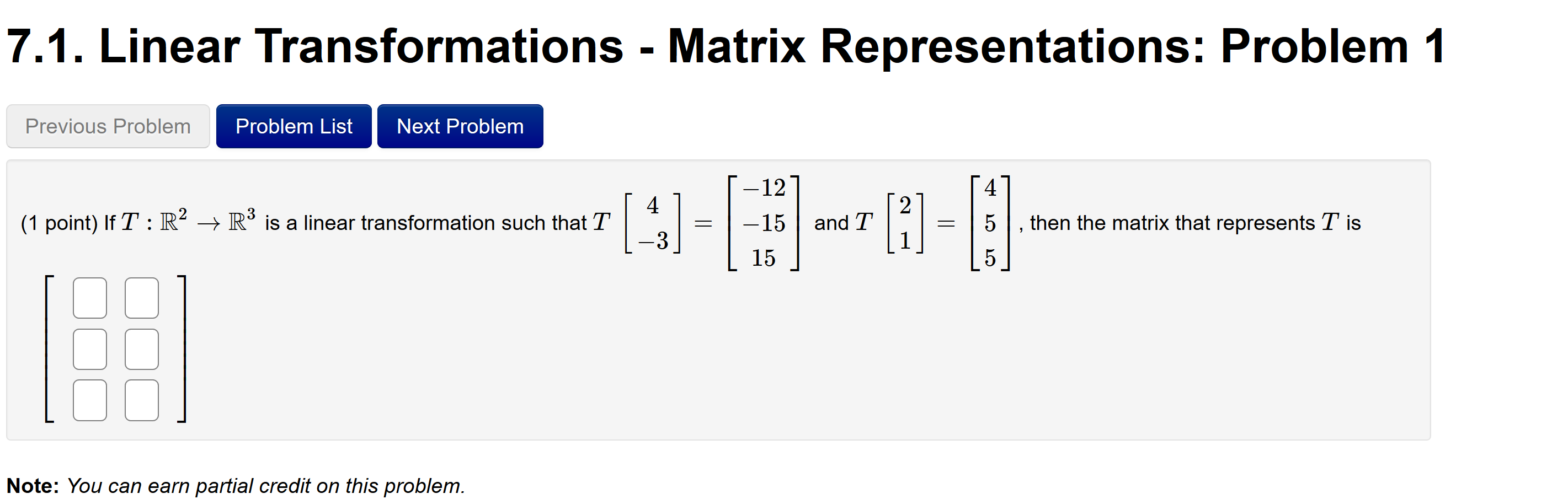 Solved 7.1. Linear Transformations - Matrix Representations: | Chegg.com