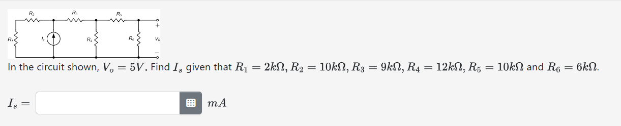 Solved In the circuit shown, Vo=5V. ﻿Find Is ﻿given that | Chegg.com
