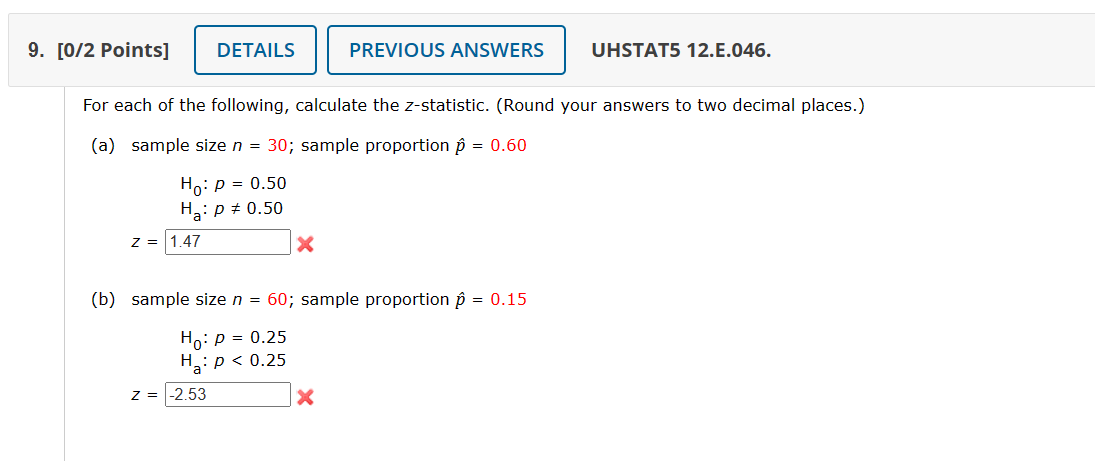 Solved For each of the following, calculate the z-statistic. | Chegg.com