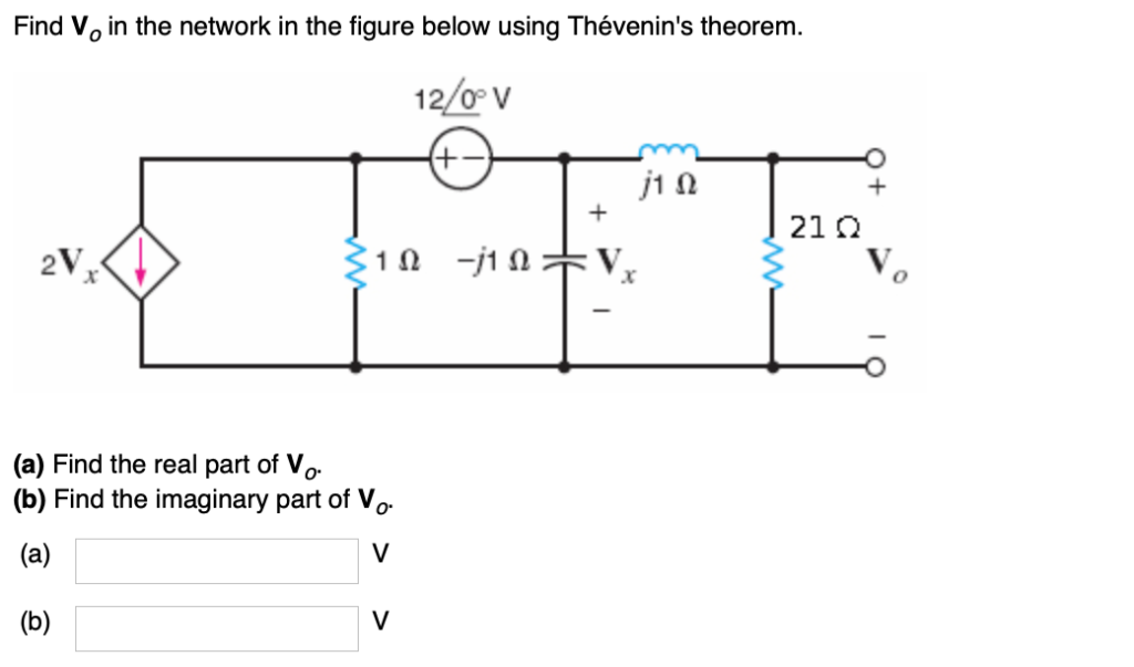 Solved Find Vo in the network in the figure below using | Chegg.com