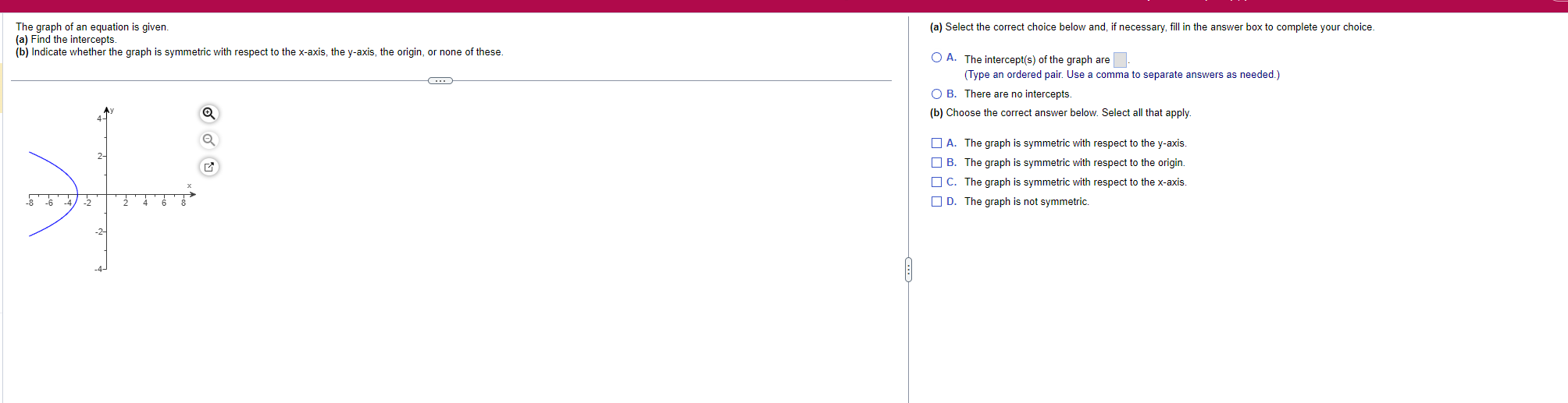 Solved The graph of an equation is given. (a) Select the | Chegg.com