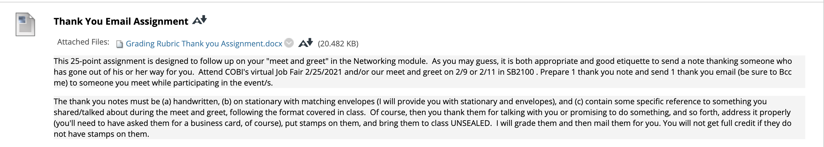 Thank You Email Assignment A Attached Files: Grading | Chegg.com
