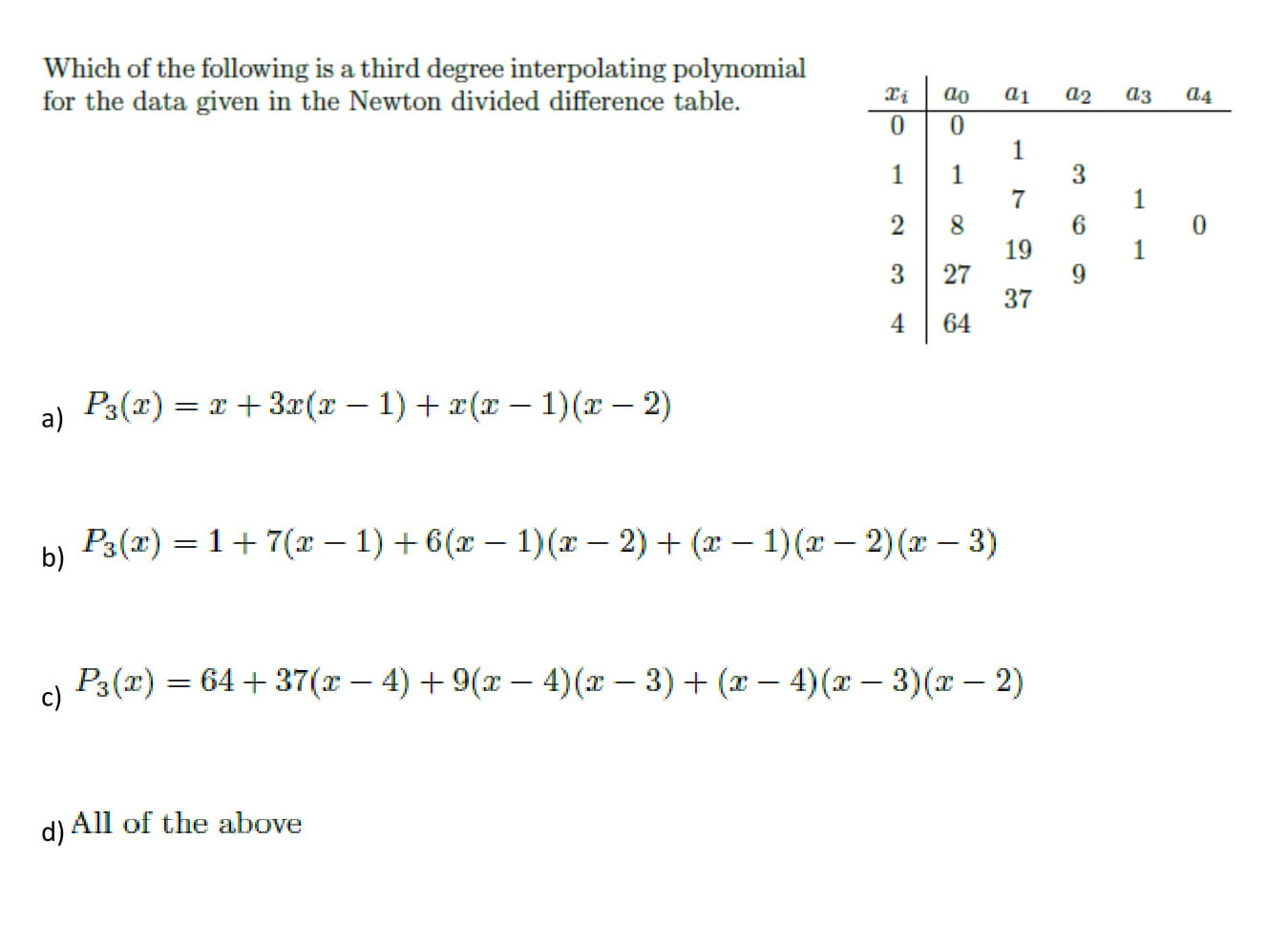 Solved Which of the following is a third degree | Chegg.com
