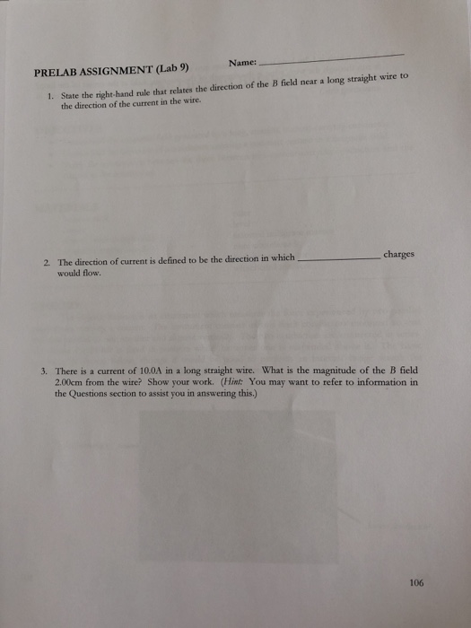 Solved Name: PRELAB ASSIGNMENT (Lab 9) 1. State the | Chegg.com