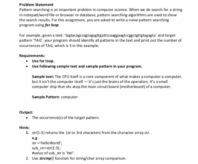 Solved Problem Statement Pattern Searching Is An Important 