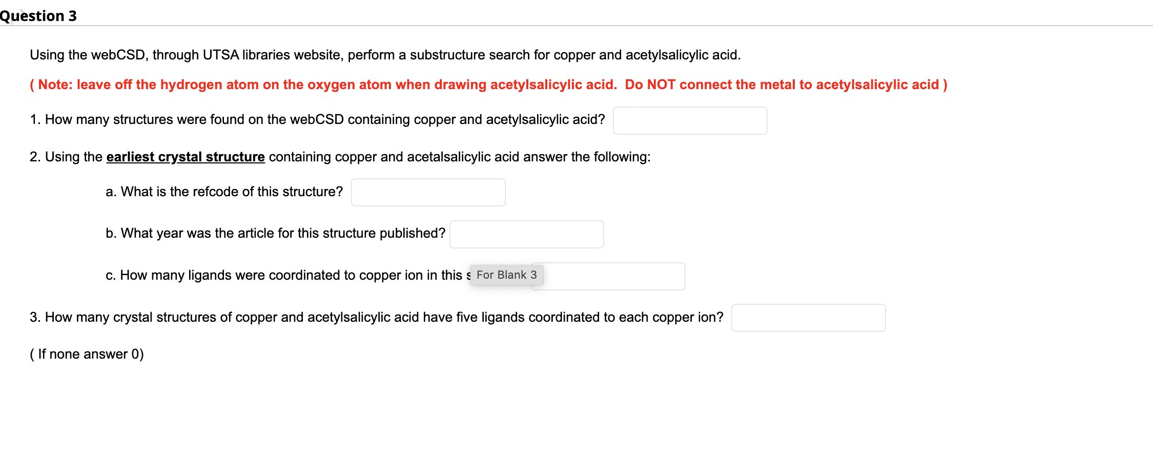 Solved Using the webCSD, through UTSA libraries website, | Chegg.com