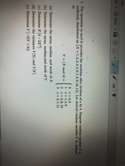 Solved Help Delay 1. The operation a mod b) provides the | Chegg.com