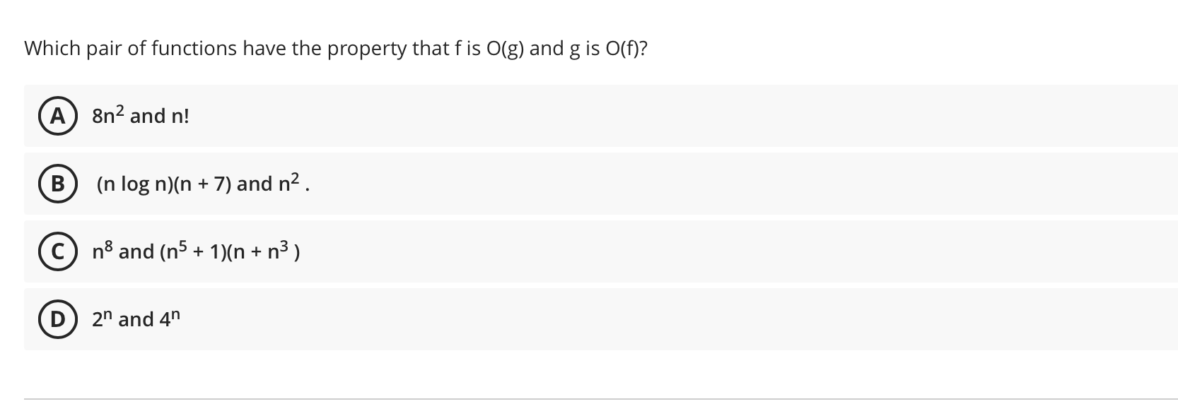 Solved Which pair of functions have the property that fis | Chegg.com