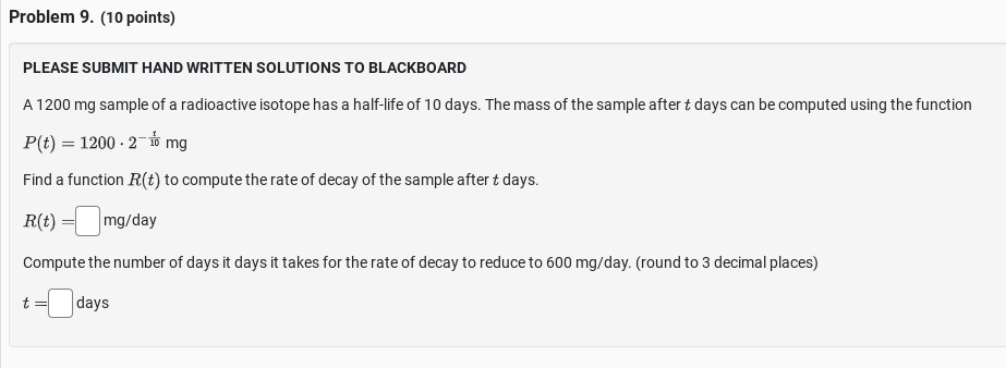 Solved Problem 9. (10 ﻿points)PLEASE SUBMIT HAND WRITTEN | Chegg.com