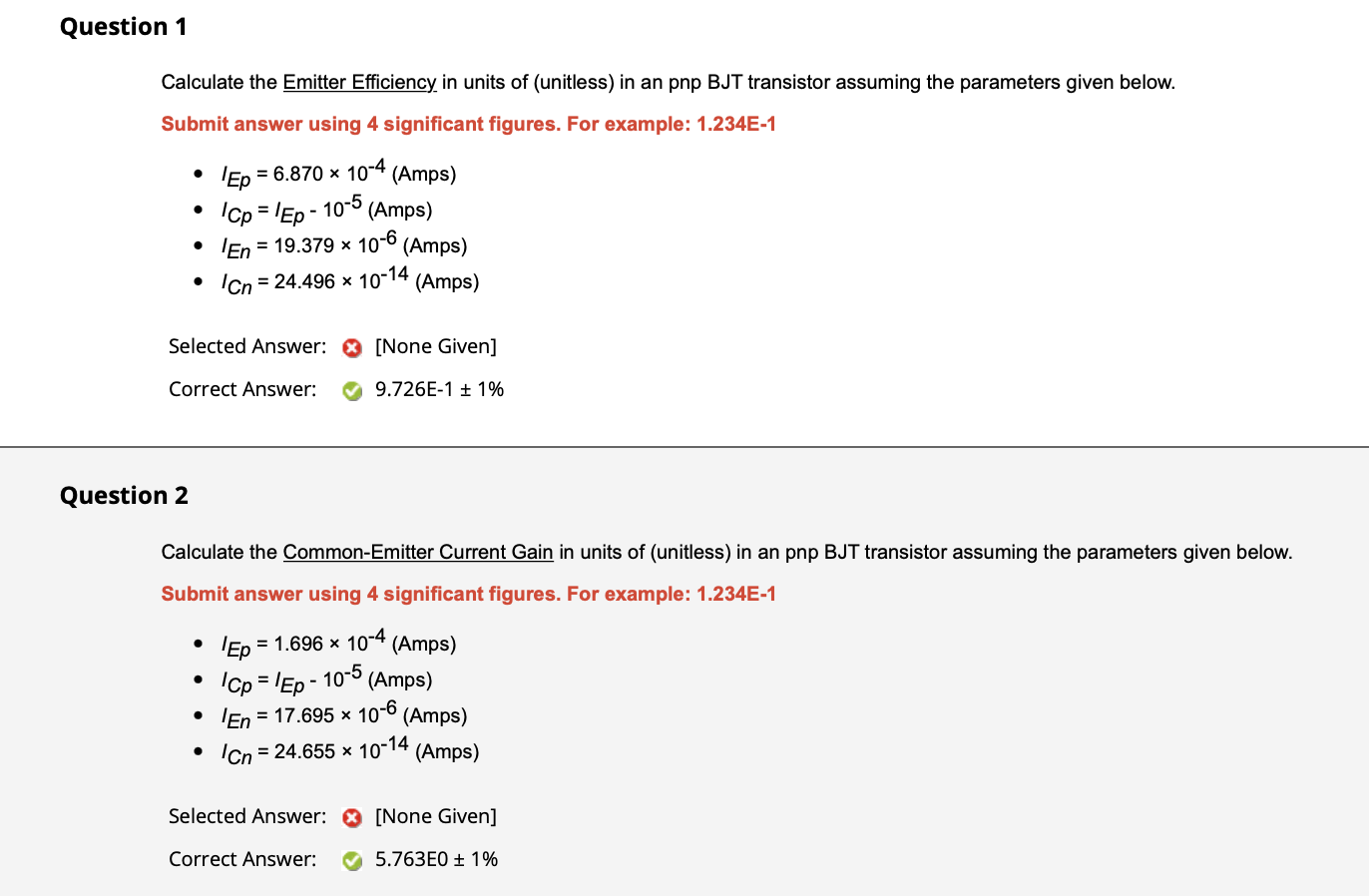 Solved Calculate the Emitter Efficiency in units of | Chegg.com