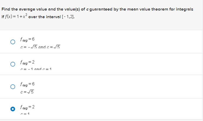 Solved Find the average value and the value(s) of c | Chegg.com