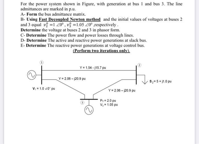 Solved For the power system shown in Figure, with generation | Chegg.com