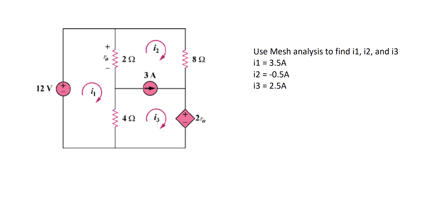 Solved "}22 3 812 Use Mesh analysis to find i1, i2, and i3 | Chegg.com
