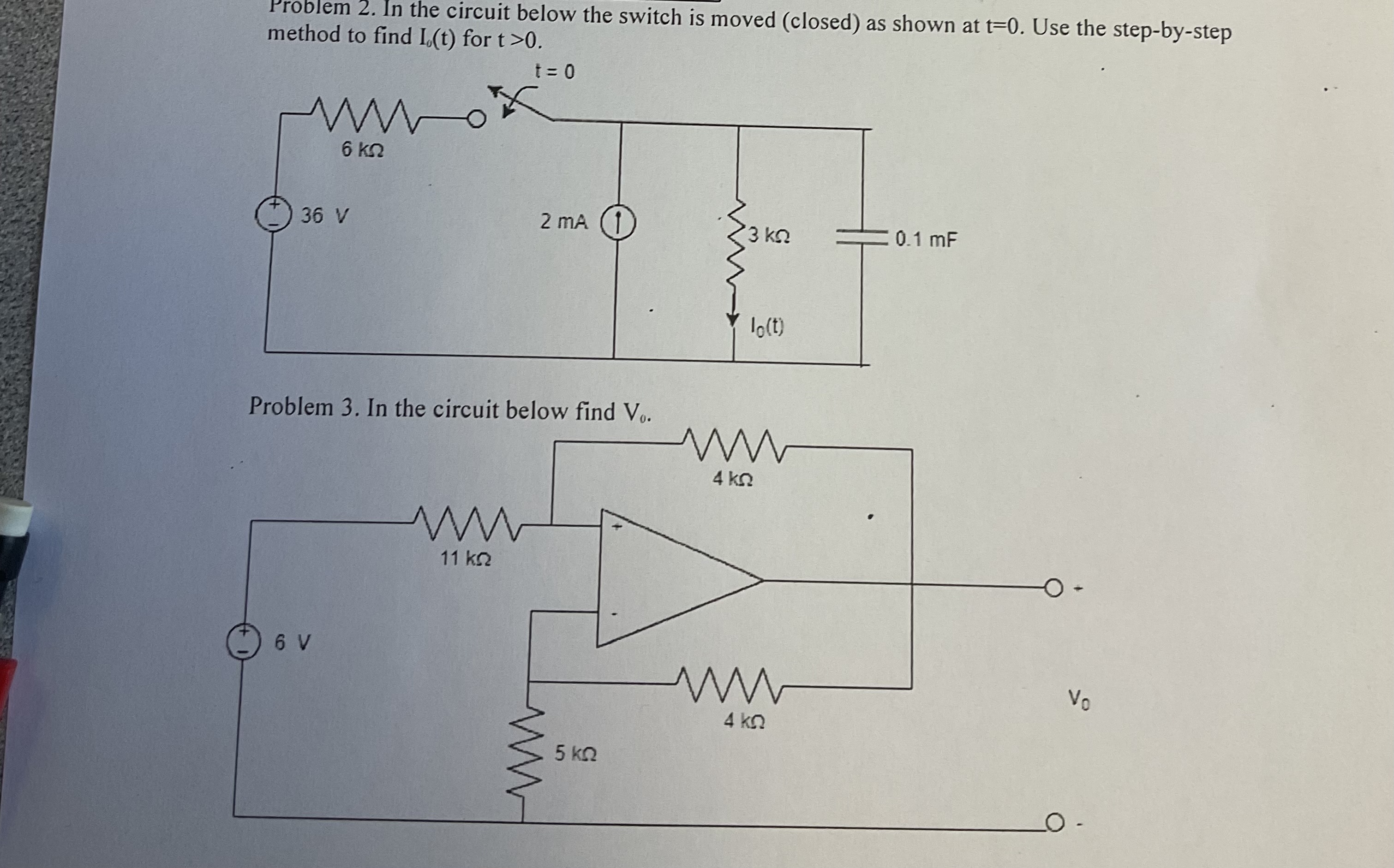 Solved Problem 2. In the circuit below the switch is moved | Chegg.com