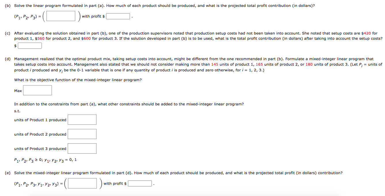Solved product 2 , and $31 for product 3. (a) Formulate a | Chegg.com