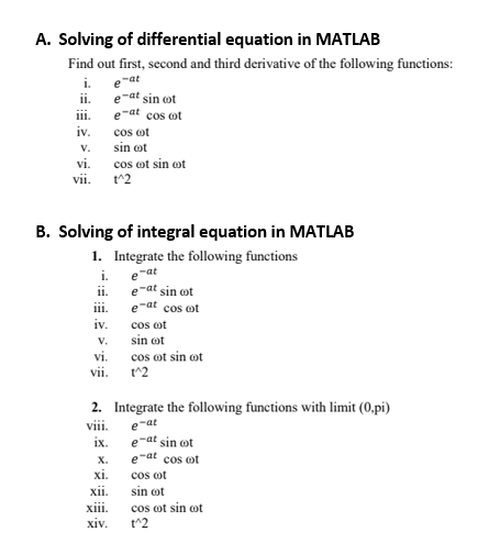 Solved eat A. Solving of differential equation in MATLAB | Chegg.com