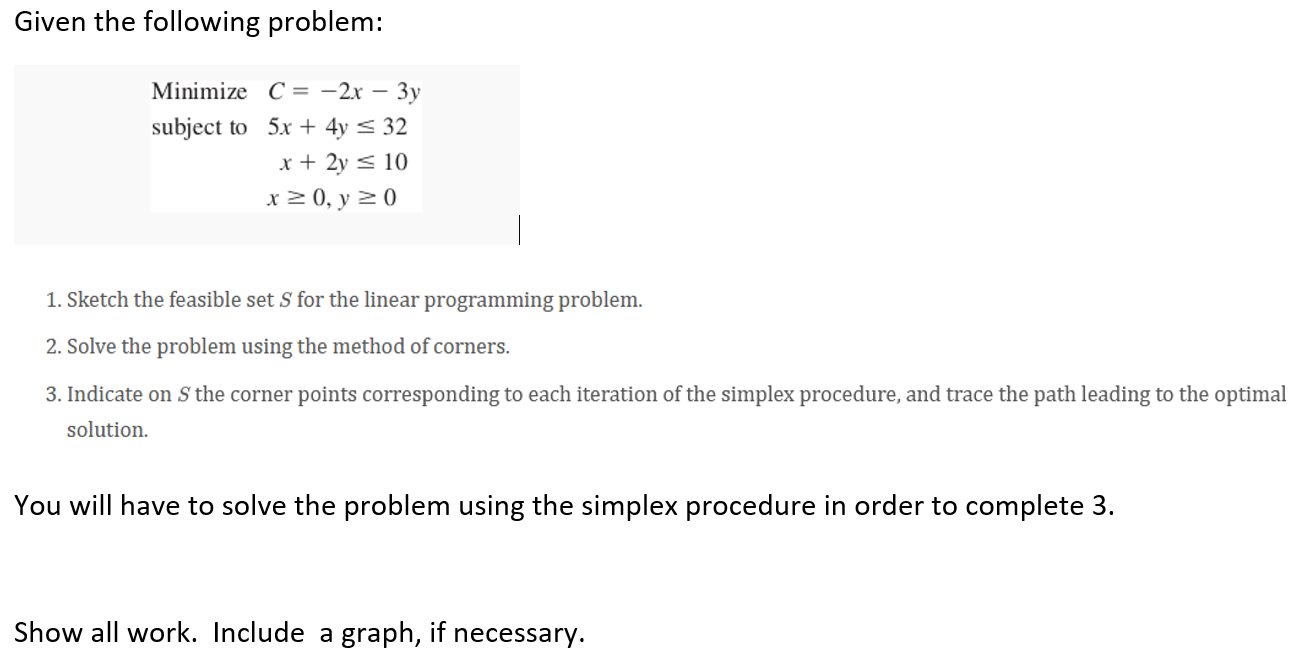Given the following problem: Minimize subject to | Chegg.com