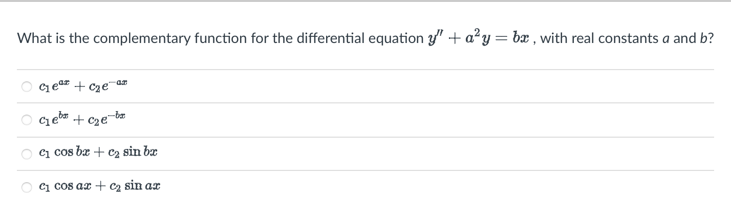 Solved What is the complementary function for the | Chegg.com