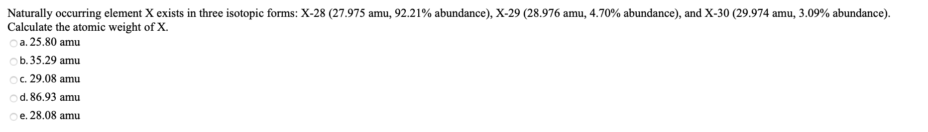 Solved Naturally occurring element X exists in three | Chegg.com
