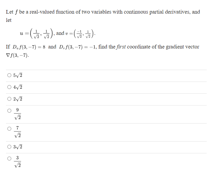 Solved Let f be a real-valued function of two variables with | Chegg.com