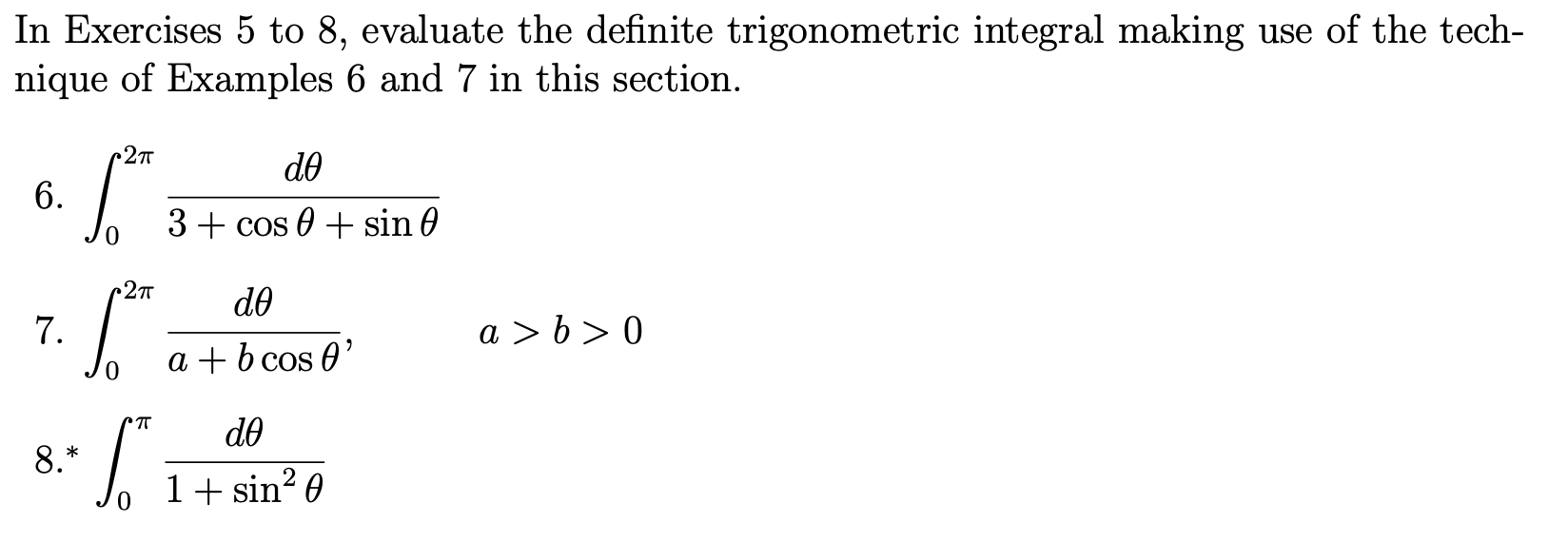 In Exercises 5 to 8, evaluate the definite | Chegg.com