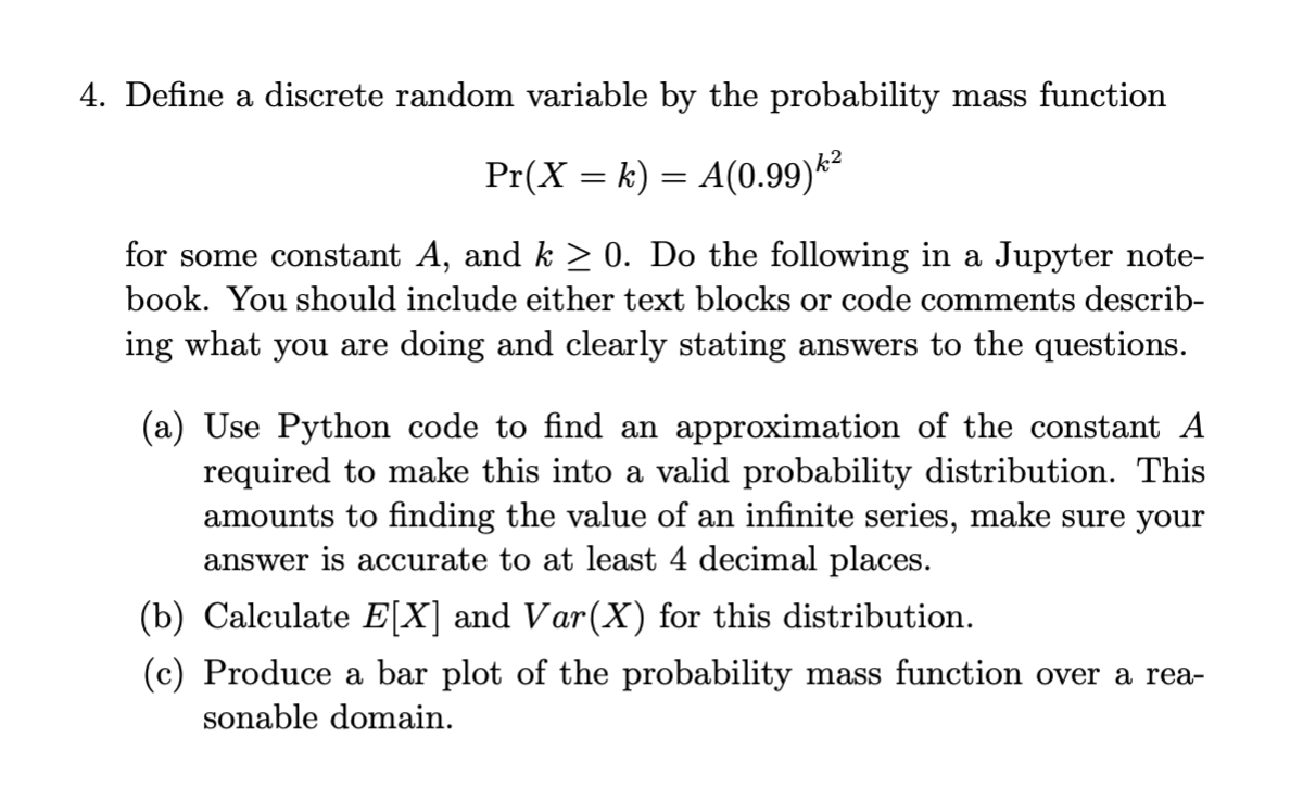 Solved Define a discrete random variable by the probability | Chegg.com