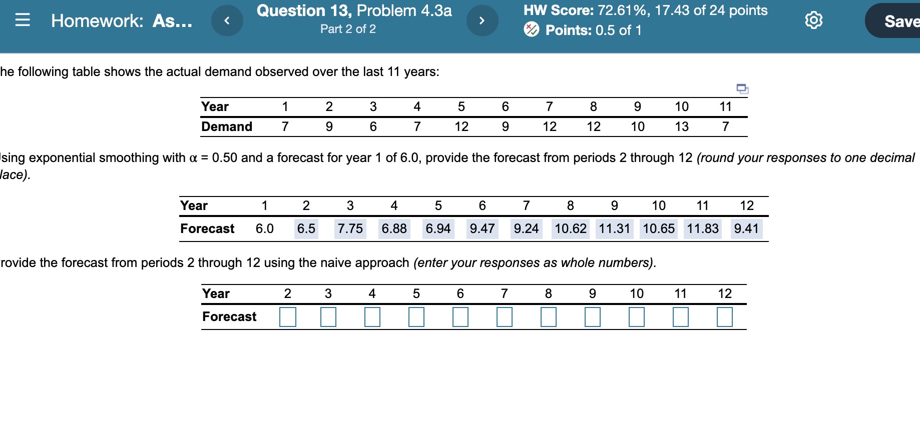 Solved = Homework: As... Question 13, Problem 4.3a Part 2 of | Chegg.com