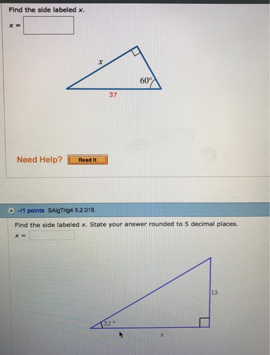Solved Find the side labeled x. State your answer rounded | Chegg.com