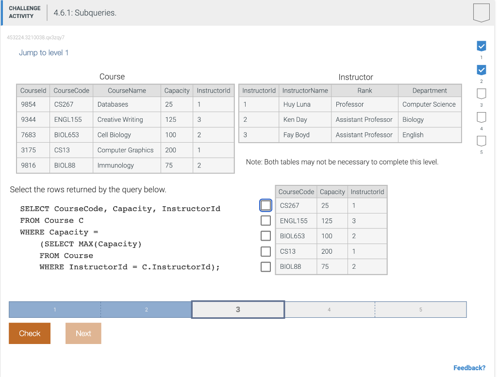 Solved Course Instructor Note: Both tables may not be | Chegg.com