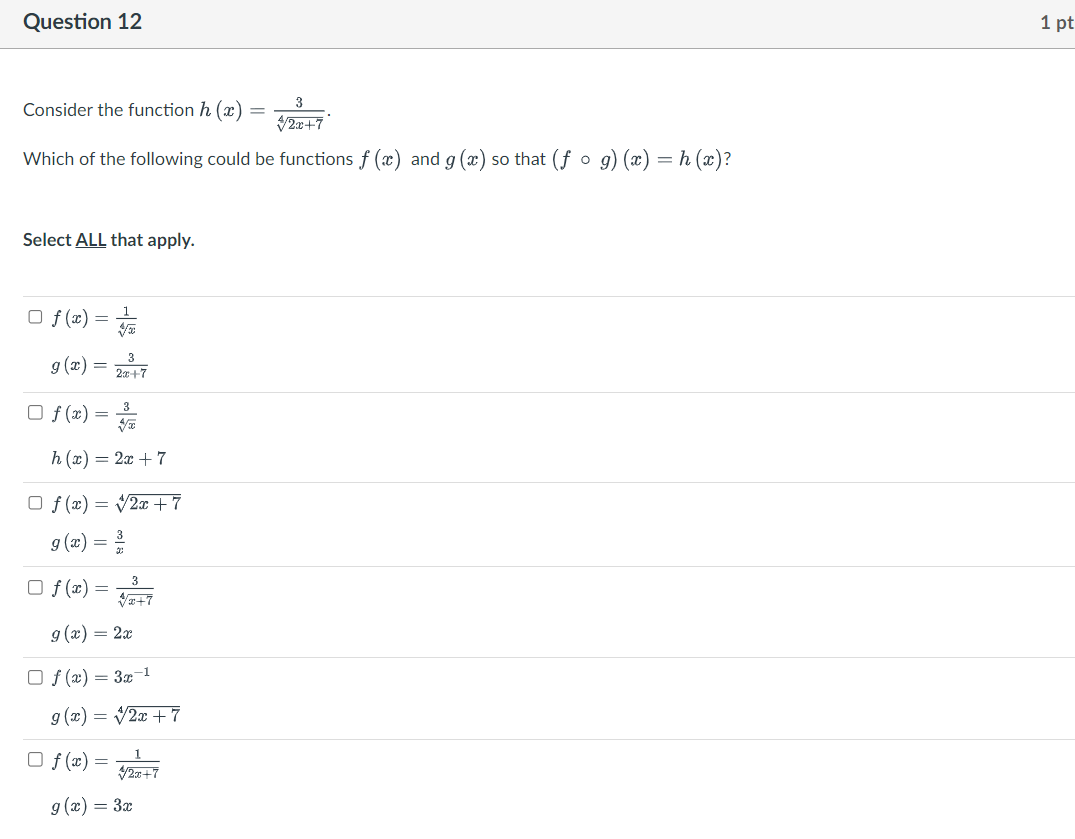 Solved Consider the function h(x)=42x+73. Which of the | Chegg.com