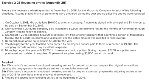 Solved Exercise 2-23 Reversing entries (Appendix 2B] Prepare | Chegg.com