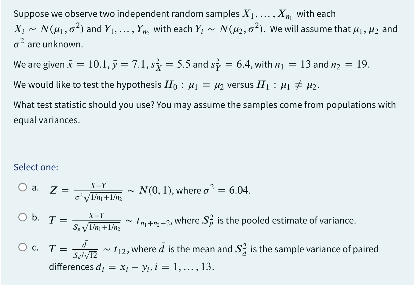 What is the observed value of the test statistic for | Chegg.com