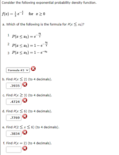 Solved Consider the following exponential probability | Chegg.com